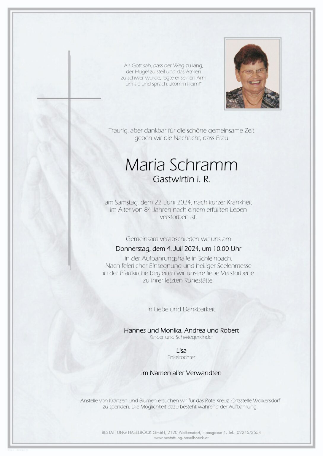 Maria Schramm - Bestattung Haselböck